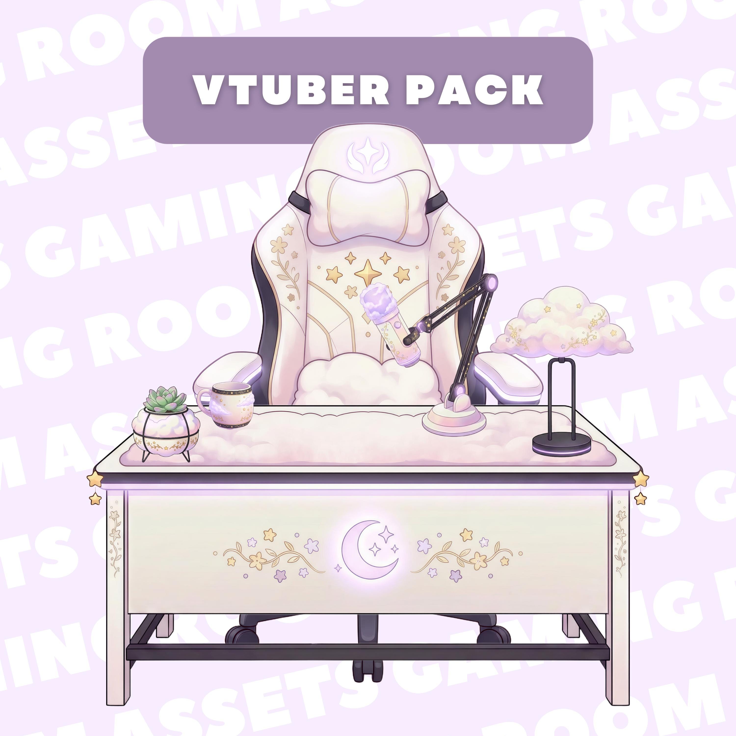 Ethereal Cute Vtuber Room Asset Pack | 2D Streaming Kit | Gaming Chair ...
