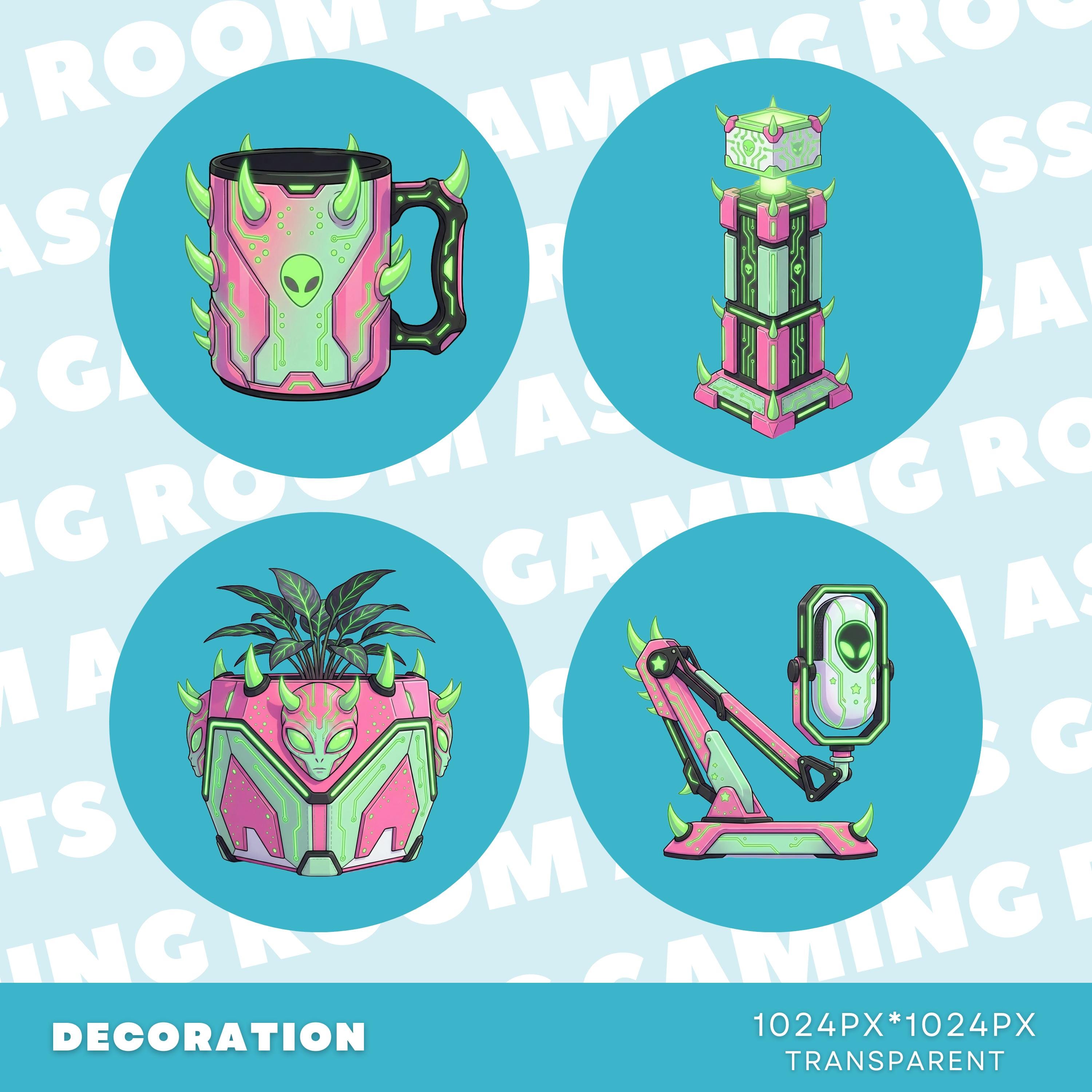 Alien Vtuber Room Asset Pack | 2D Streaming Kit | Gaming Chair ...