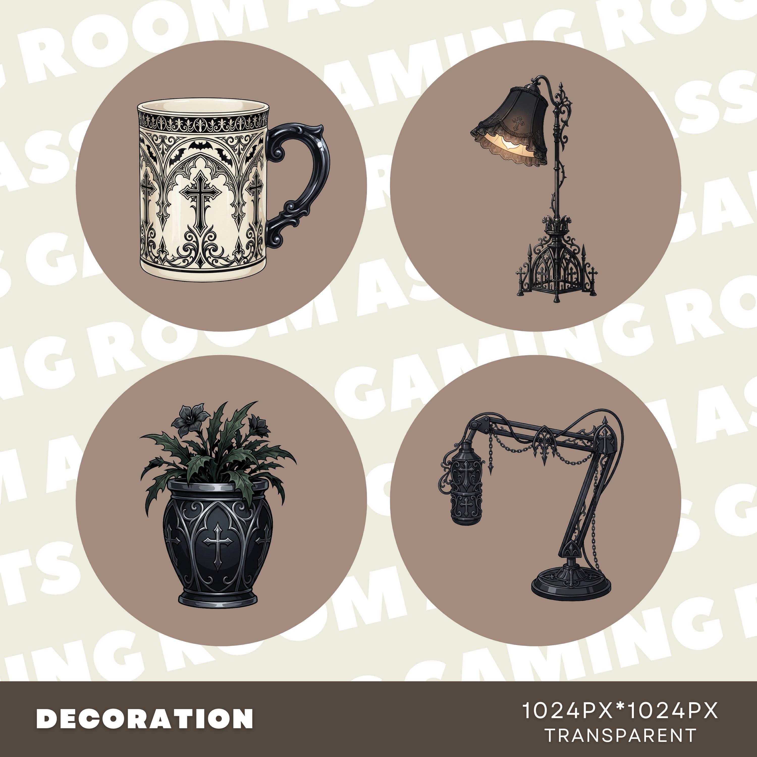 Goth Vtuber Room Asset Pack | 2D Streaming Kit | Gaming Chair ...