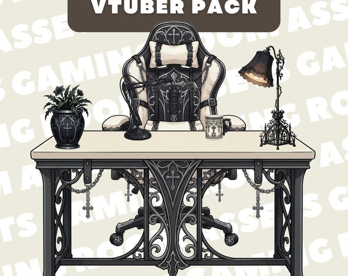 Goth Vtuber Room Asset Pack | 2D Streaming Kit | Gaming Chair ...