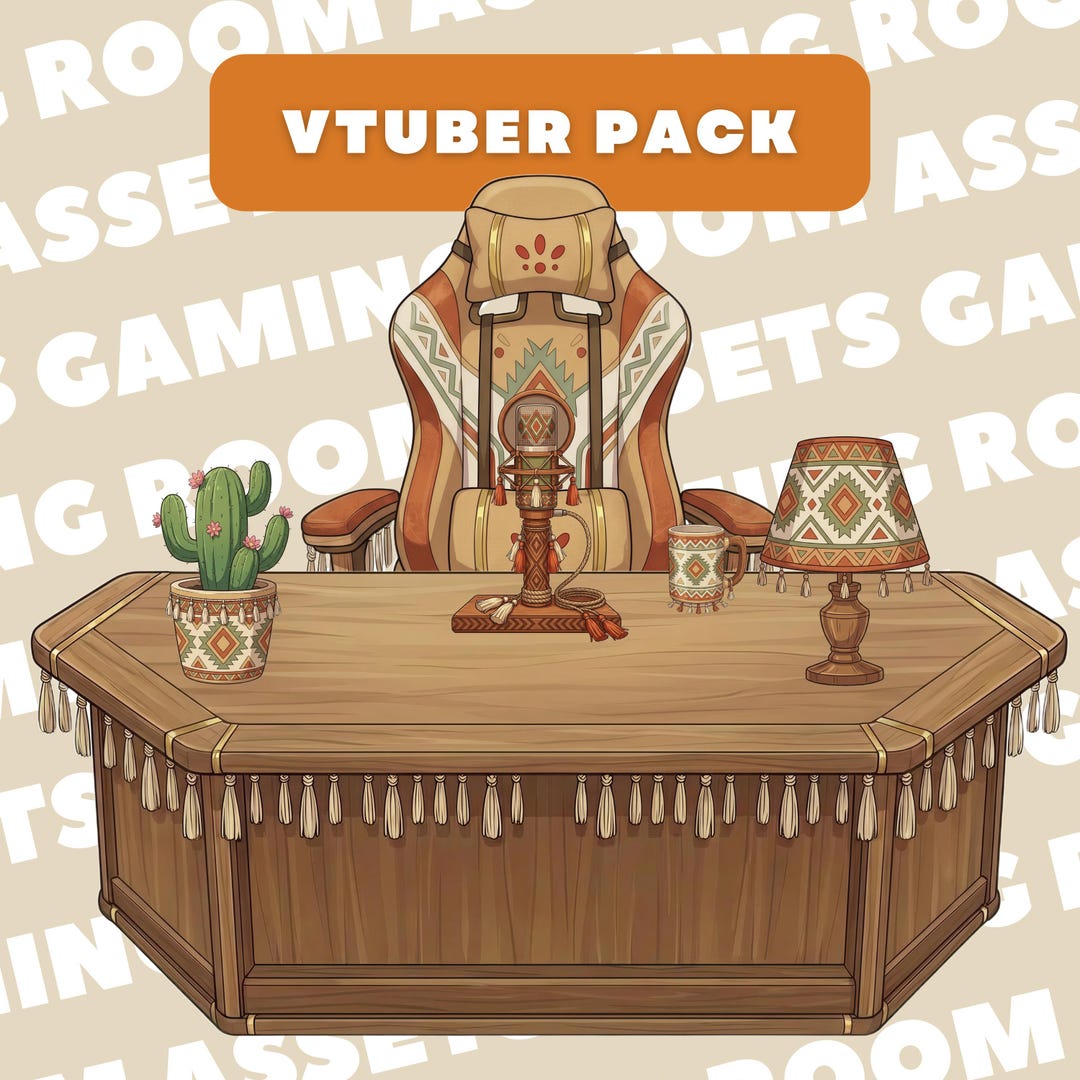 Boho Vtuber Room Asset Pack | 2D Streaming Kit | Gaming Chair ...
