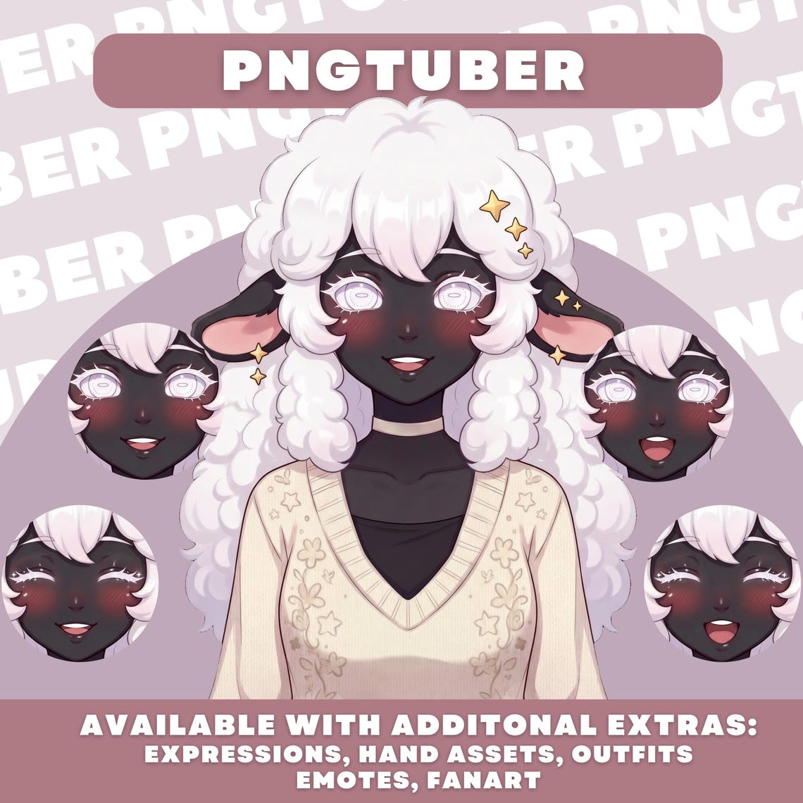 Ethereal Sheep Girl Anime Pngtuber Model | Vtuber Streaming Avatar ...