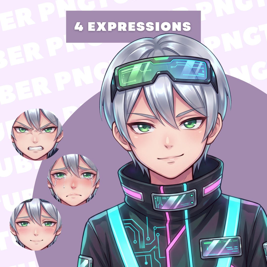 Cyberpunk Boy | Technical | Cute Pngtuber Model | Premade Streamer ...
