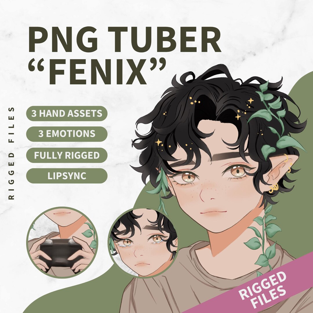 Rigged - Soft Elven Boy Pngtuber | Vtuber PNG Model for Streaming and ...