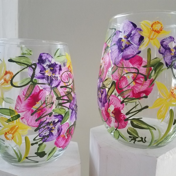 Hand Painted Glasses - Etsy