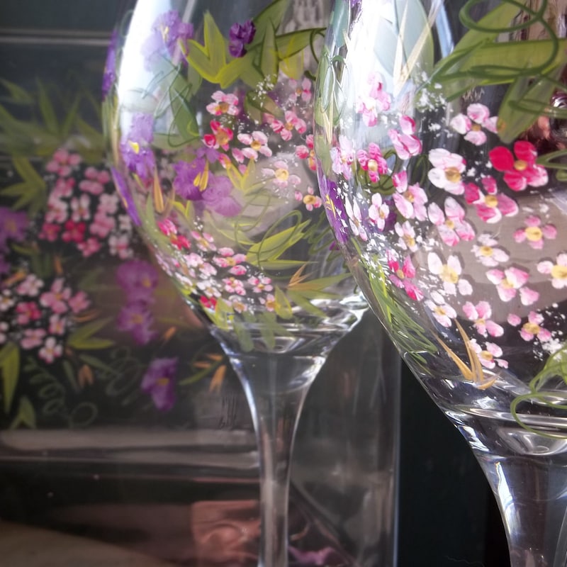 Hand Painted Wine Glasses - Etsy