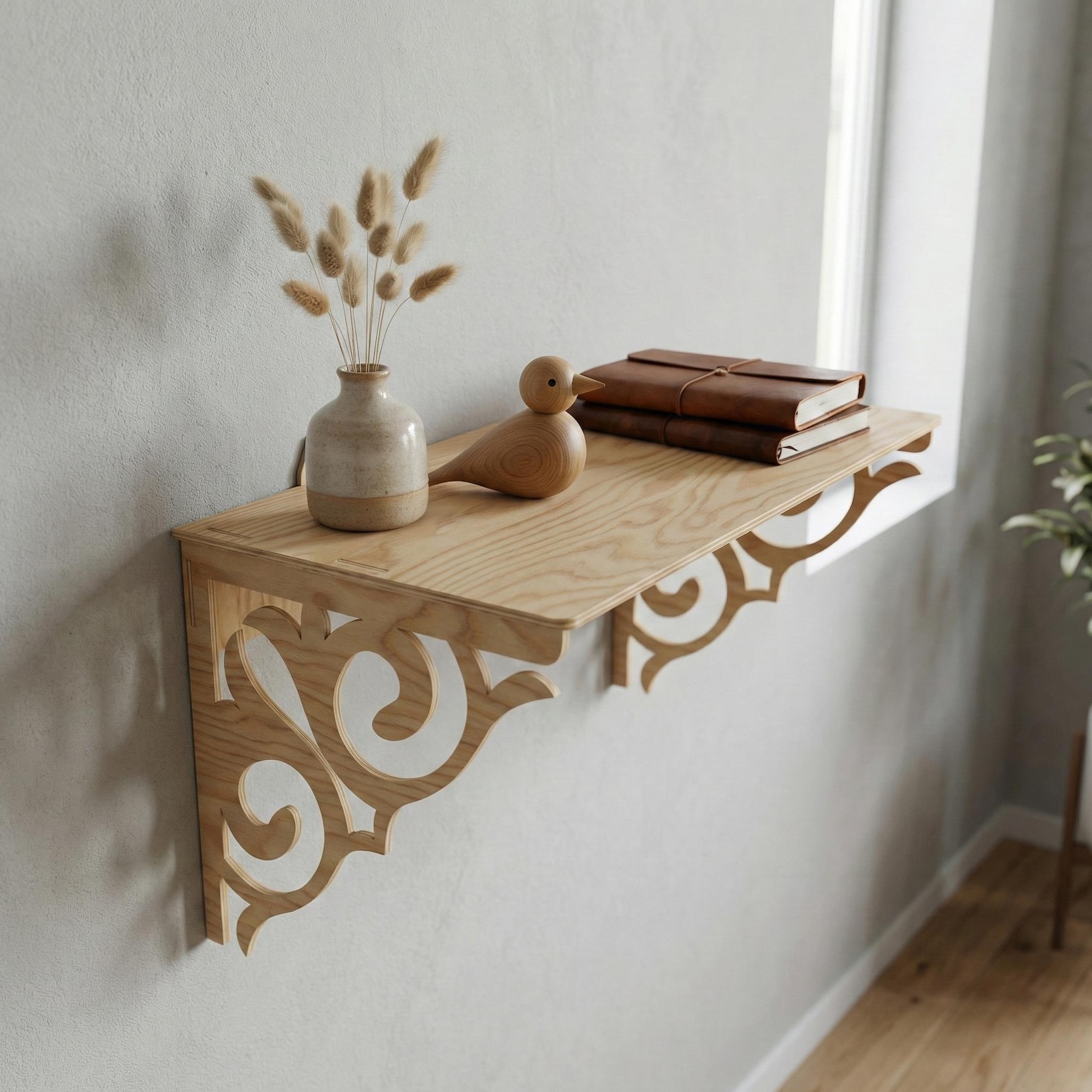 Laser Cut Floating Shelf SVG DXF | Floral Wall Shelf Vector Files | 3mm ...