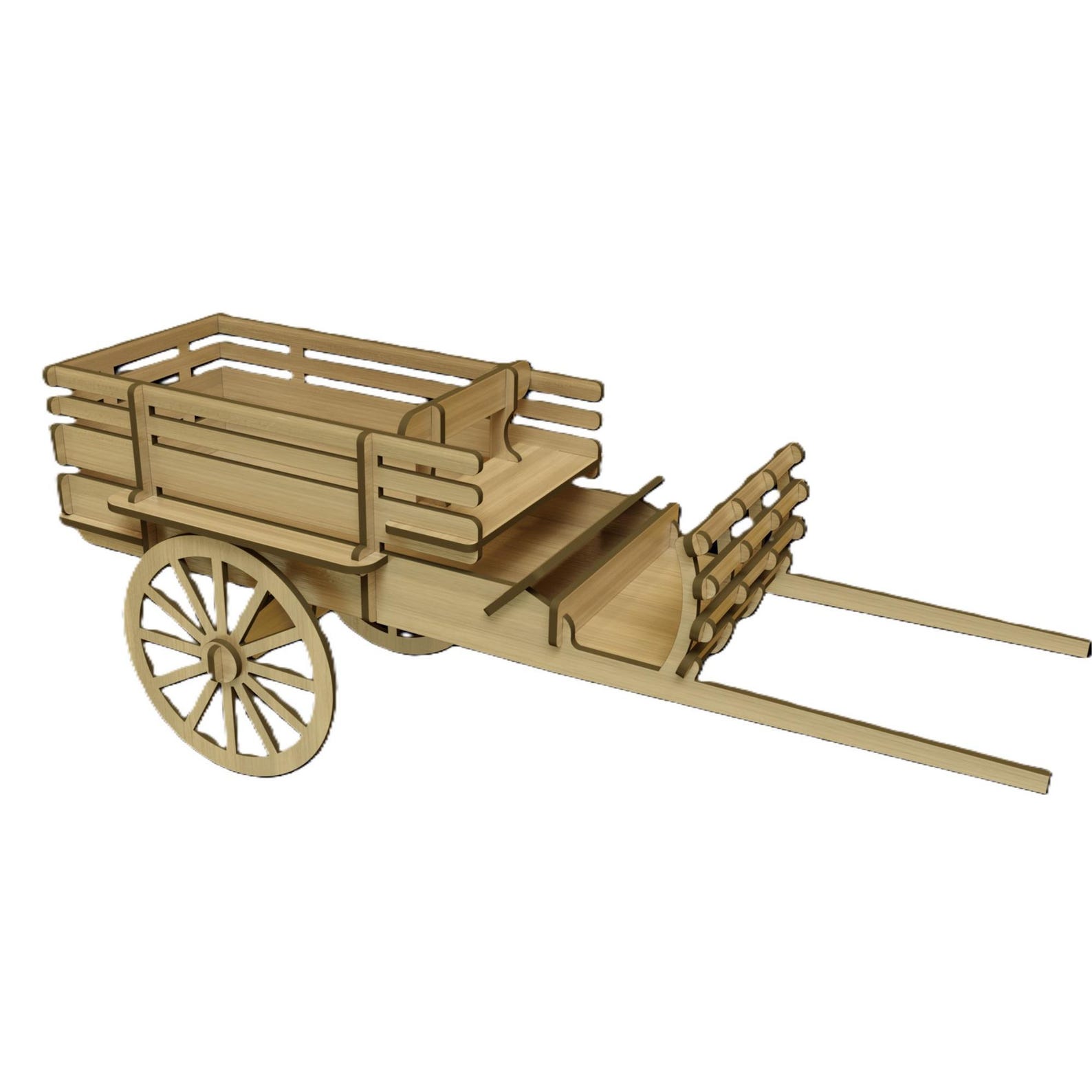 Laser Cut Wooden Carriage SVG DXF File | 3mm CNC Laser Cut Cart | 37cm ...