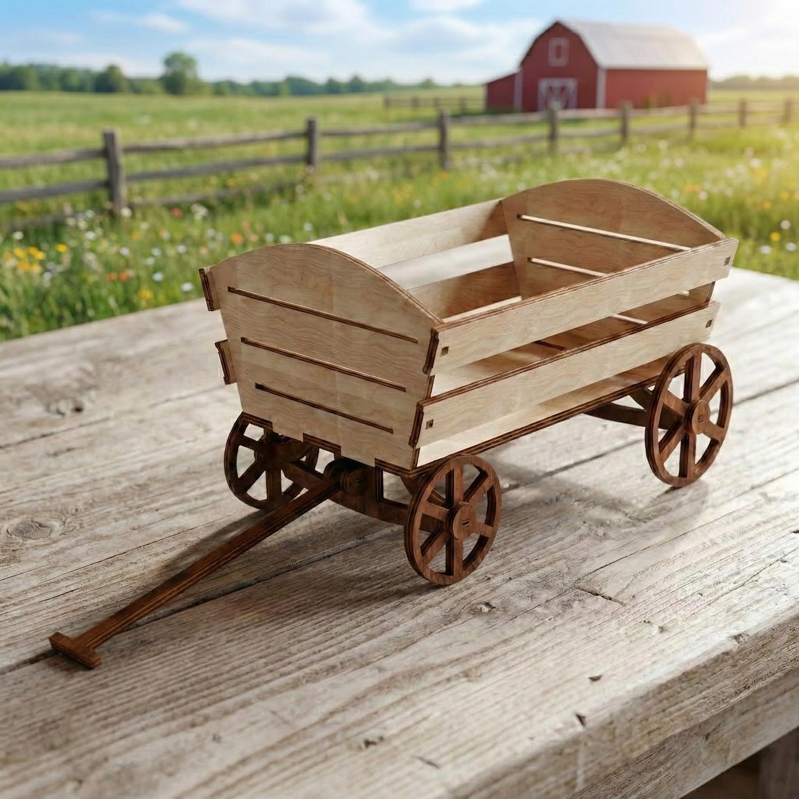 Wooden Carriage Laser Cut DXF SVG PDF Files | 3mm Plywood Wagon Model ...