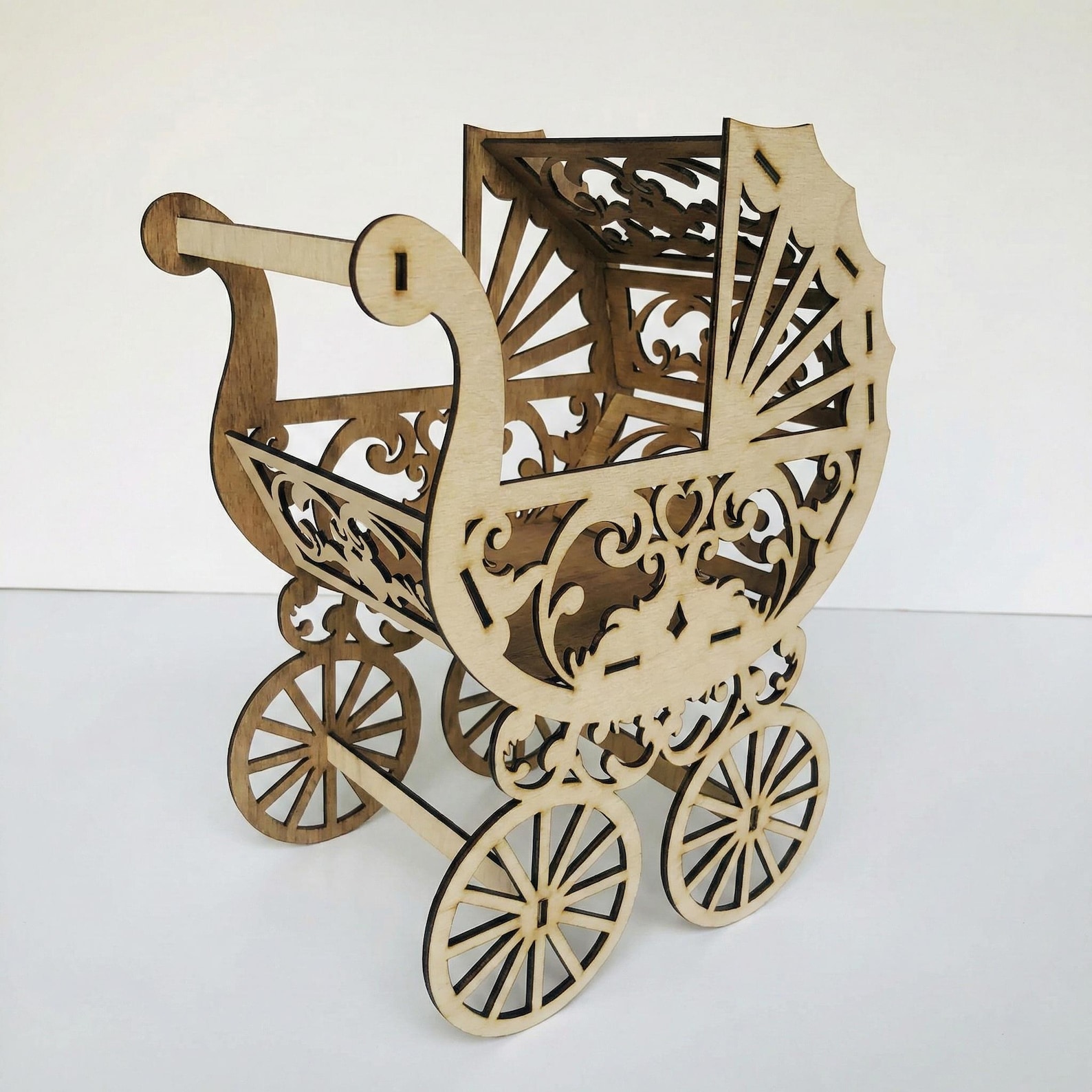 Laser Cut Baby Stroller SVG DXF Files | 3mm Plywood Carriage ...