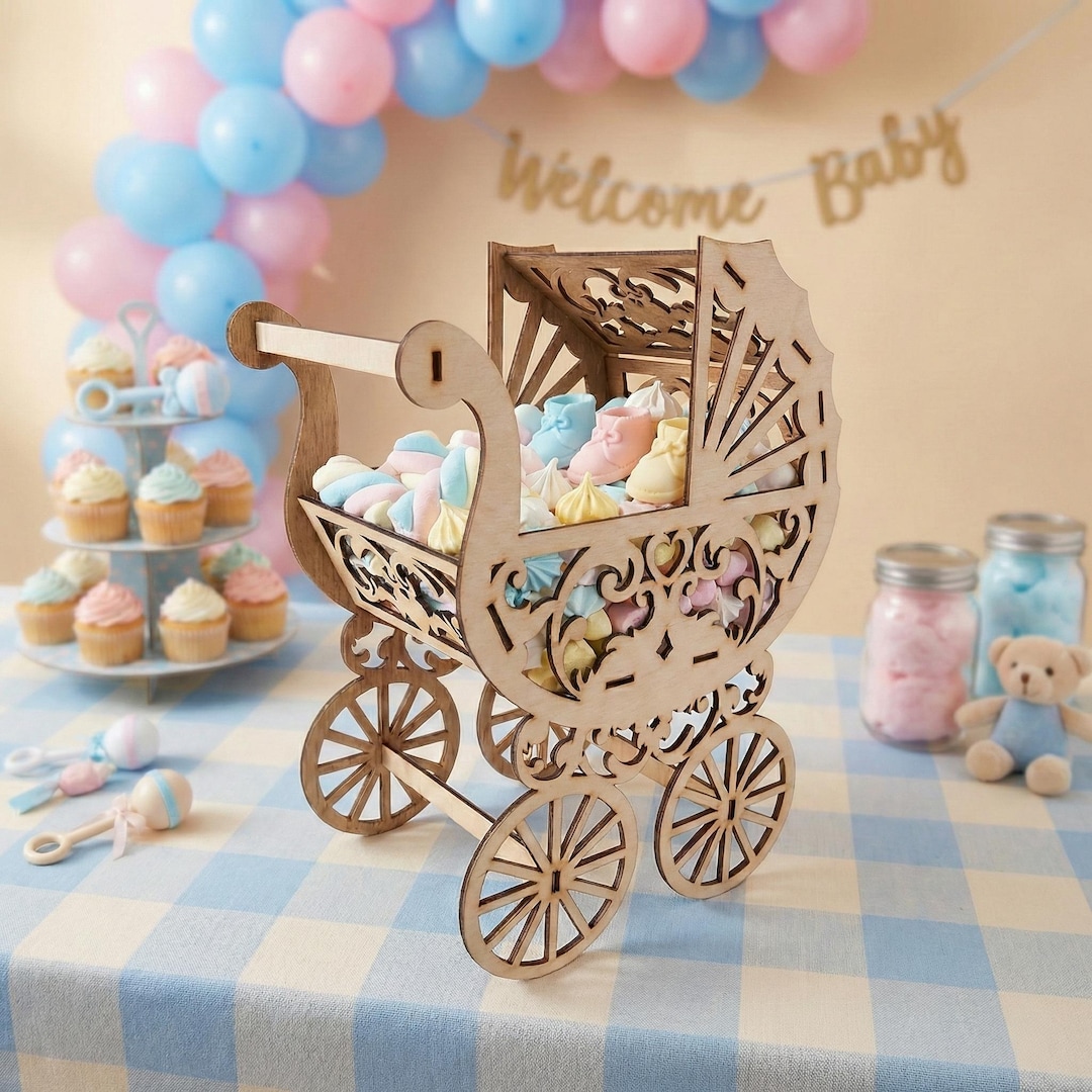 Laser Cut Baby Stroller SVG DXF Files | 3mm Plywood Carriage ...