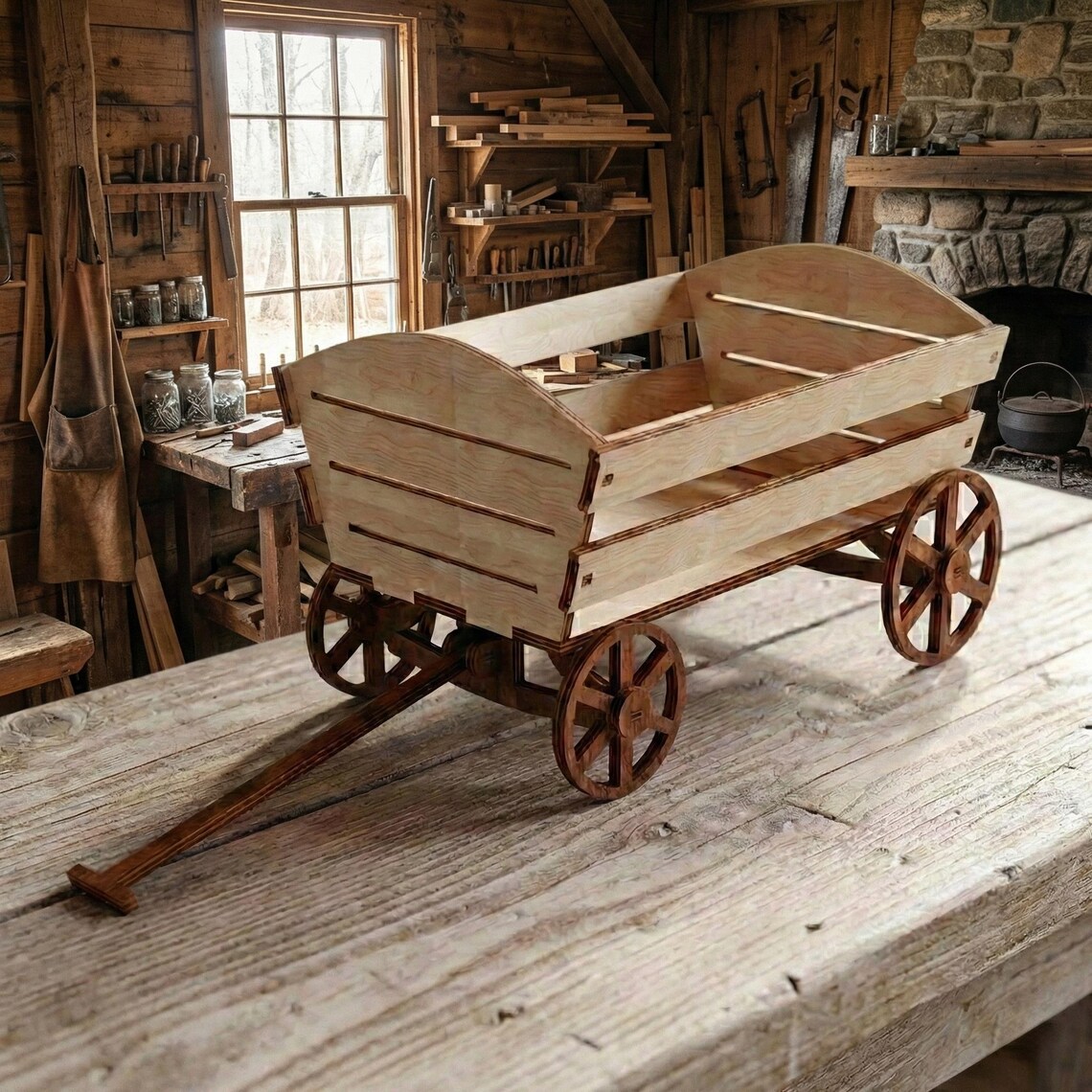 Wooden Carriage Laser Cut DXF SVG PDF Files | 3mm Plywood Wagon Model ...