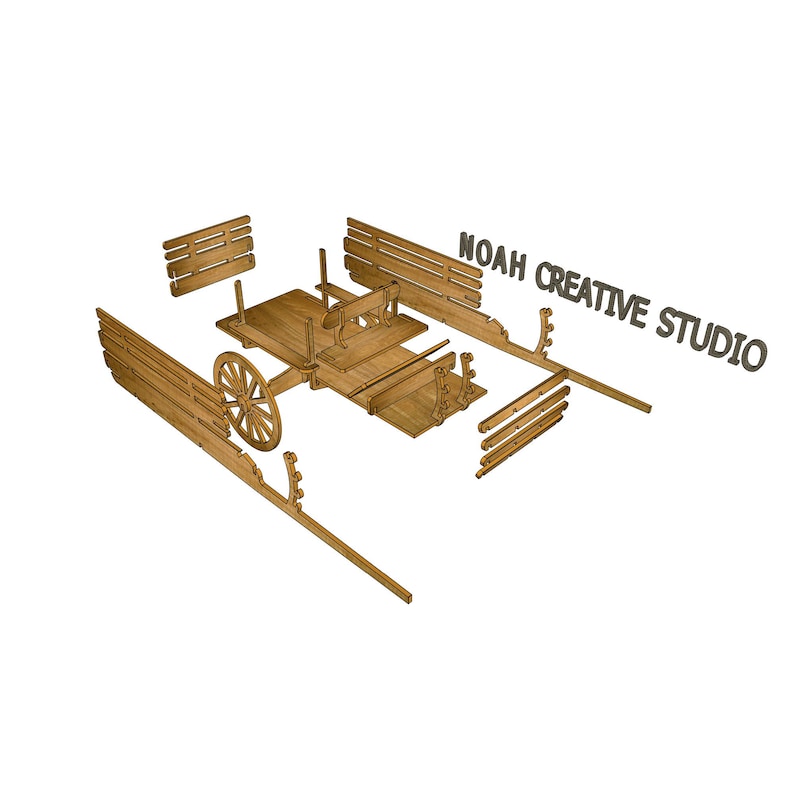 Laser Cut Wooden Carriage SVG DXF File | 3mm CNC Laser Cut Cart | 37cm ...
