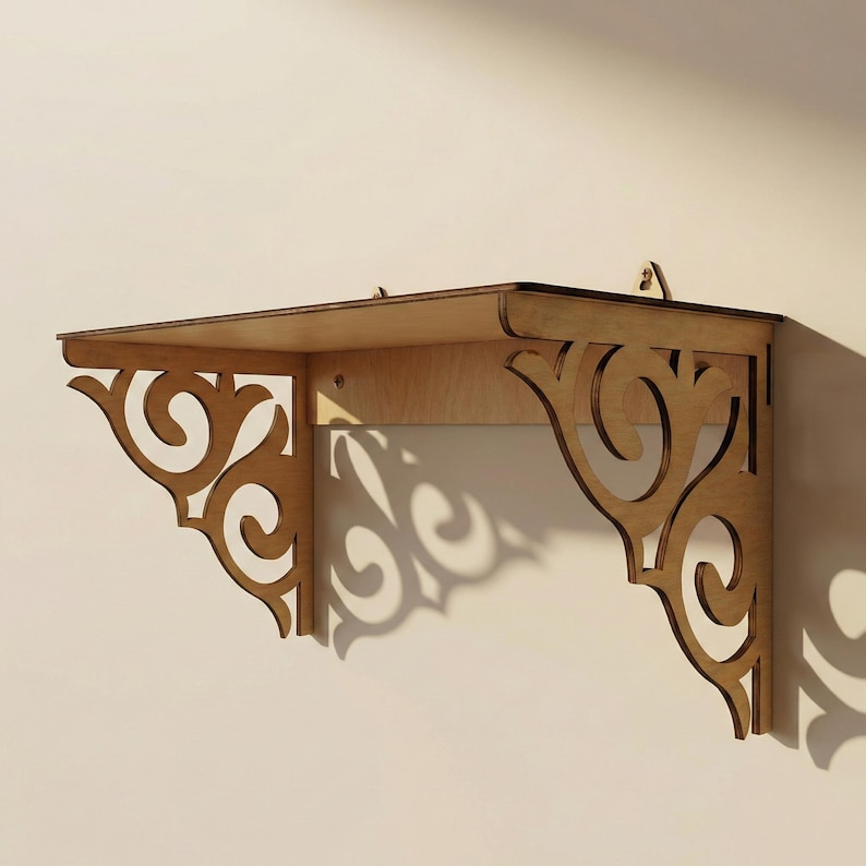 Laser Cut Floating Shelf SVG DXF | Floral Wall Shelf Vector Files | 3mm ...