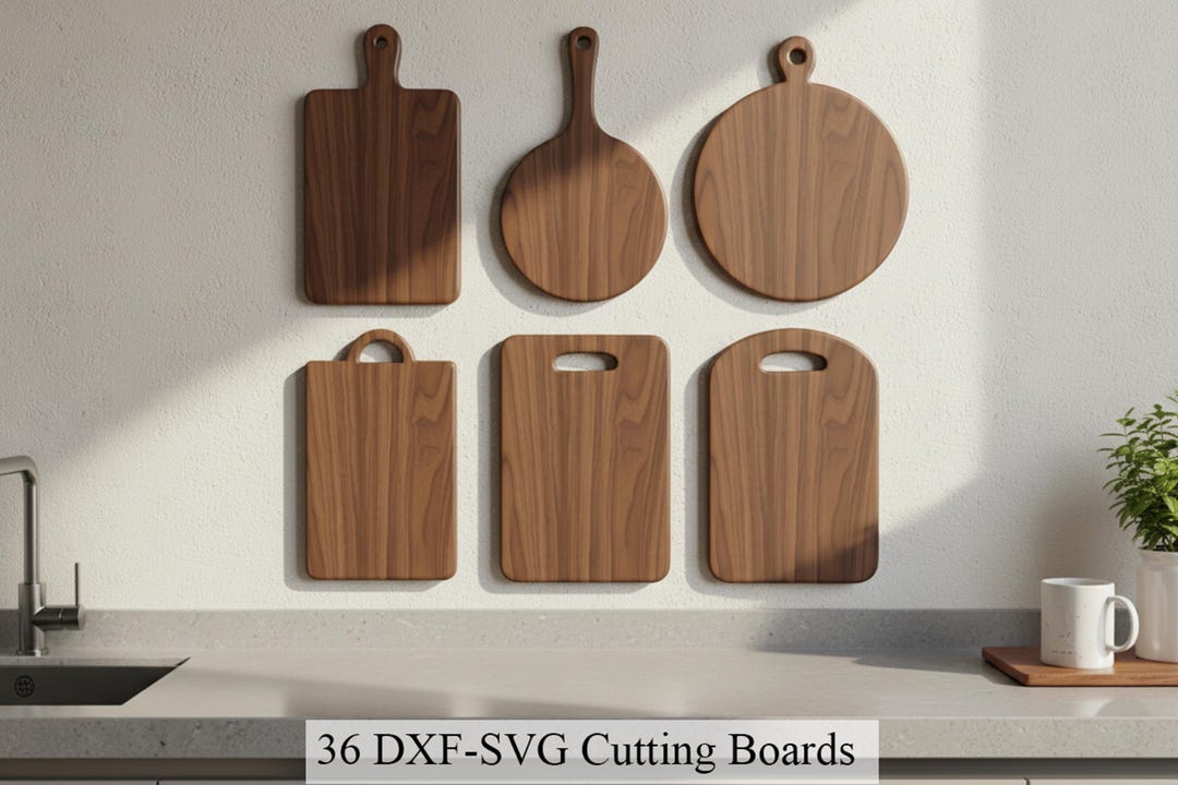 36 Cutting Board SVG DXF Bundle – Round & Handle Boards for Laser Cut ...