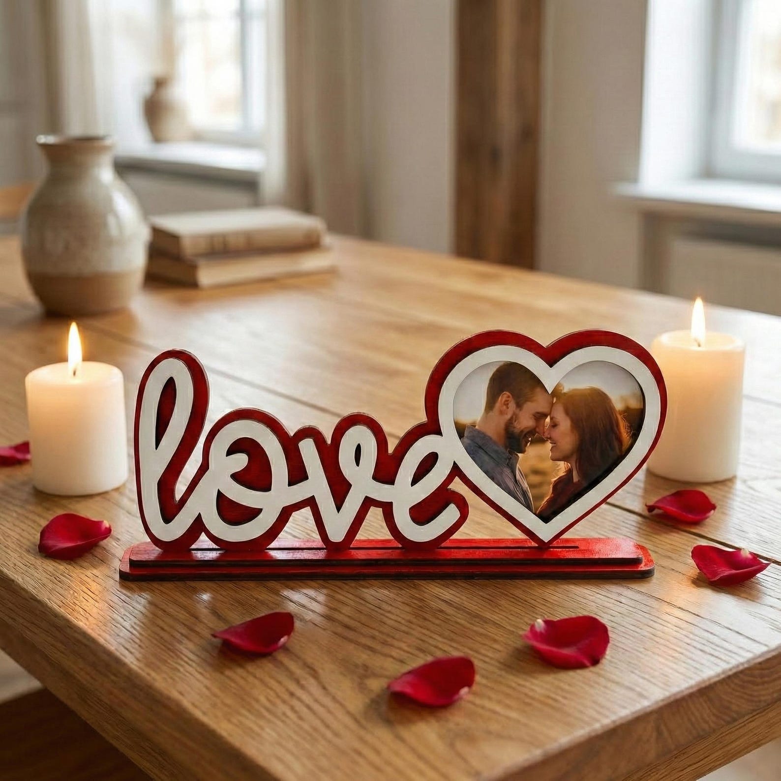 Marco de fotos con forma de corazón cortado a láser, archivos SVG y DXF ...