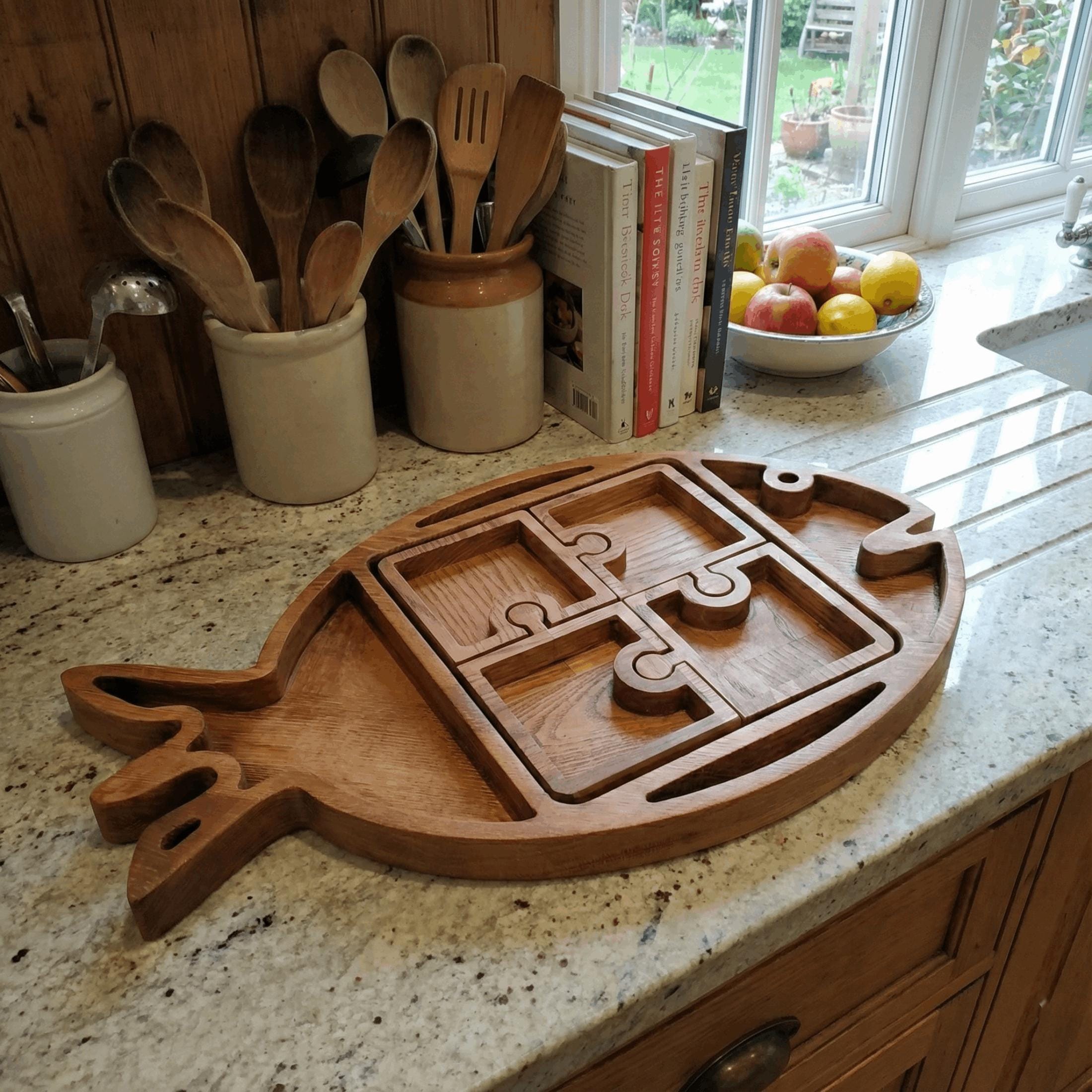 Fish Puzzle Tray SVG | Laser Cut Snack Board DXF | CNC Router Files ...