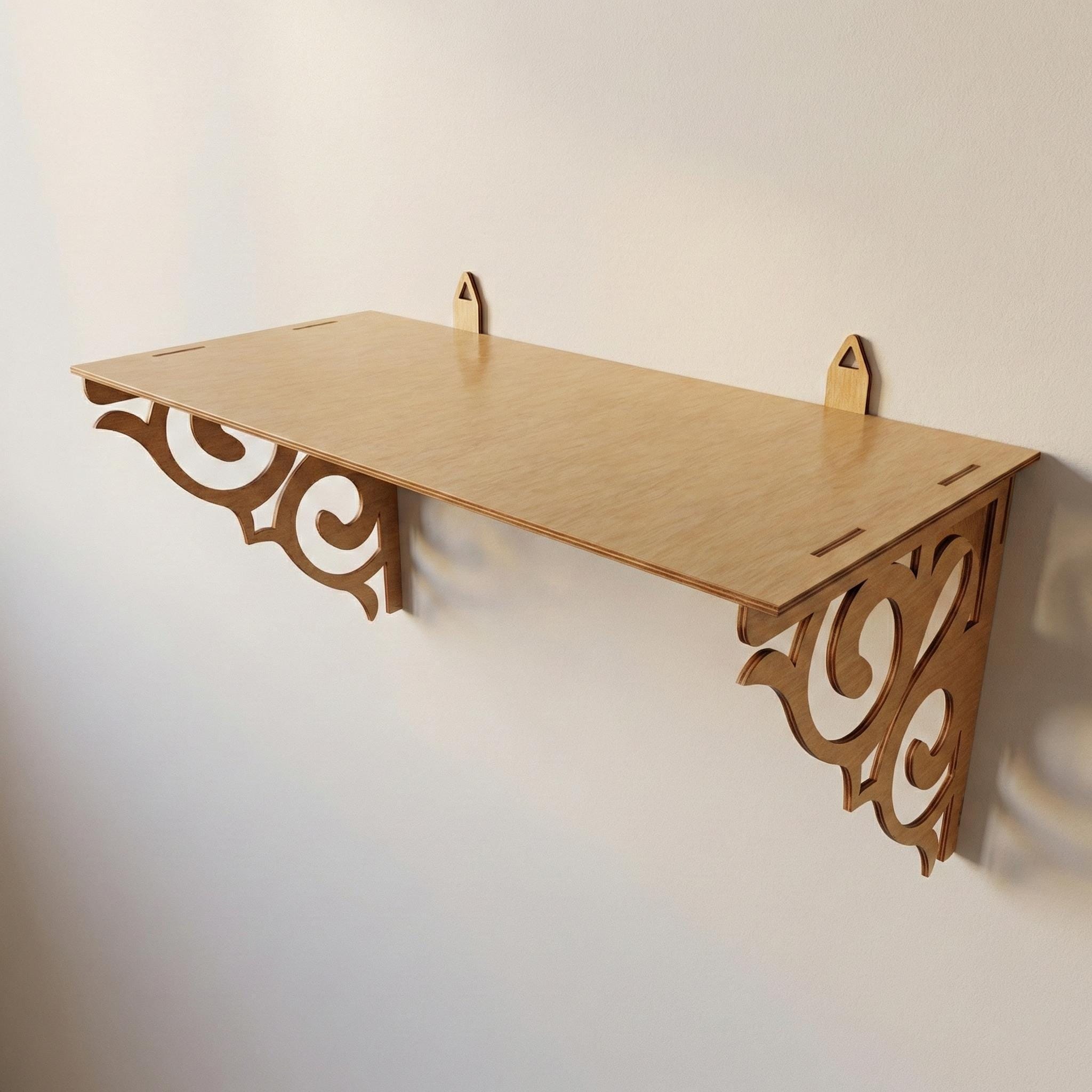 Laser Cut Floating Shelf SVG DXF | Floral Wall Shelf Vector Files | 3mm ...