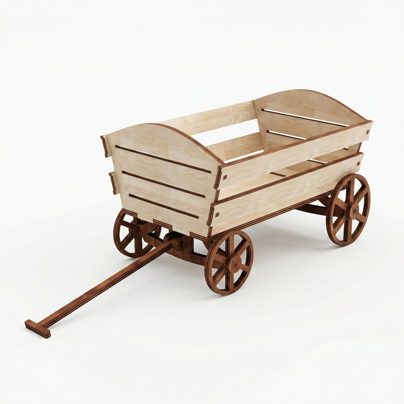 Wooden Carriage Laser Cut DXF SVG PDF Files | 3mm Plywood Wagon Model ...
