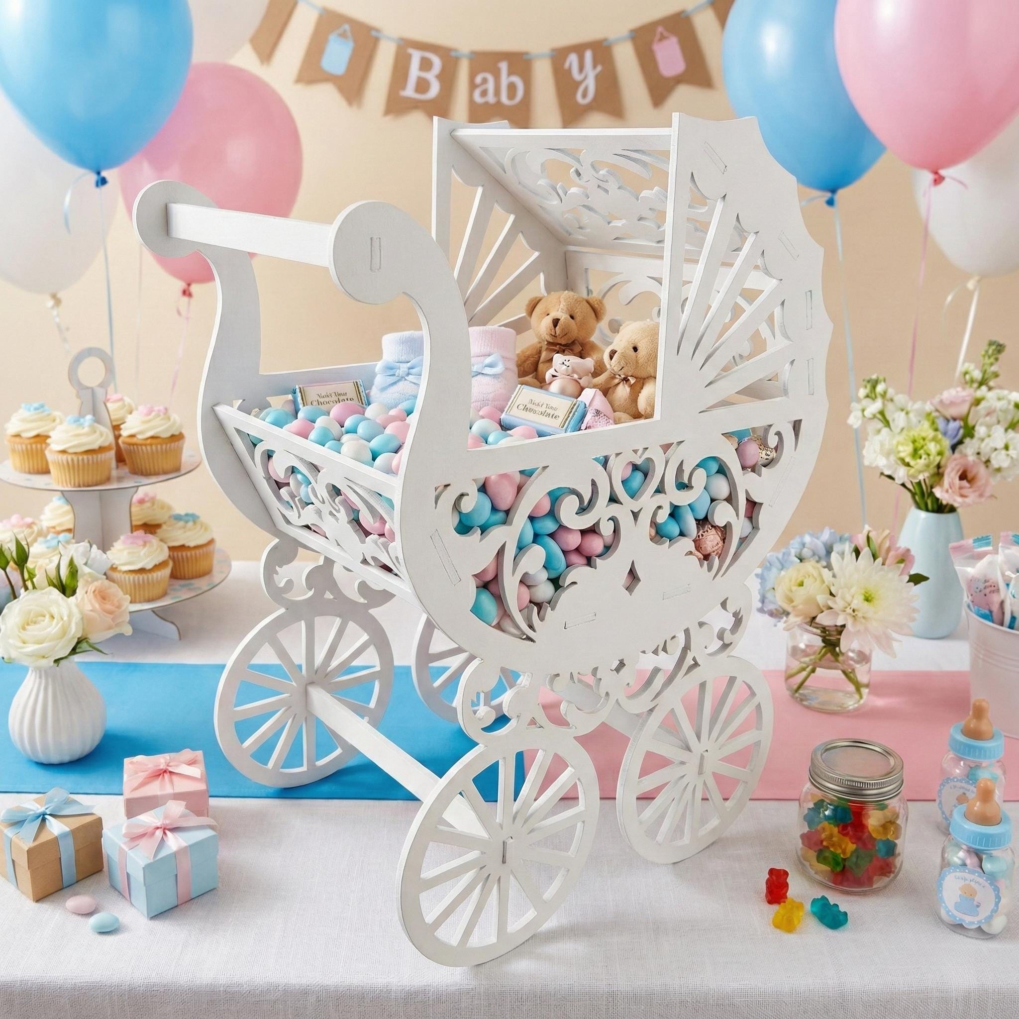 Laser Cut Baby Stroller SVG DXF Files | 3mm Plywood Carriage ...
