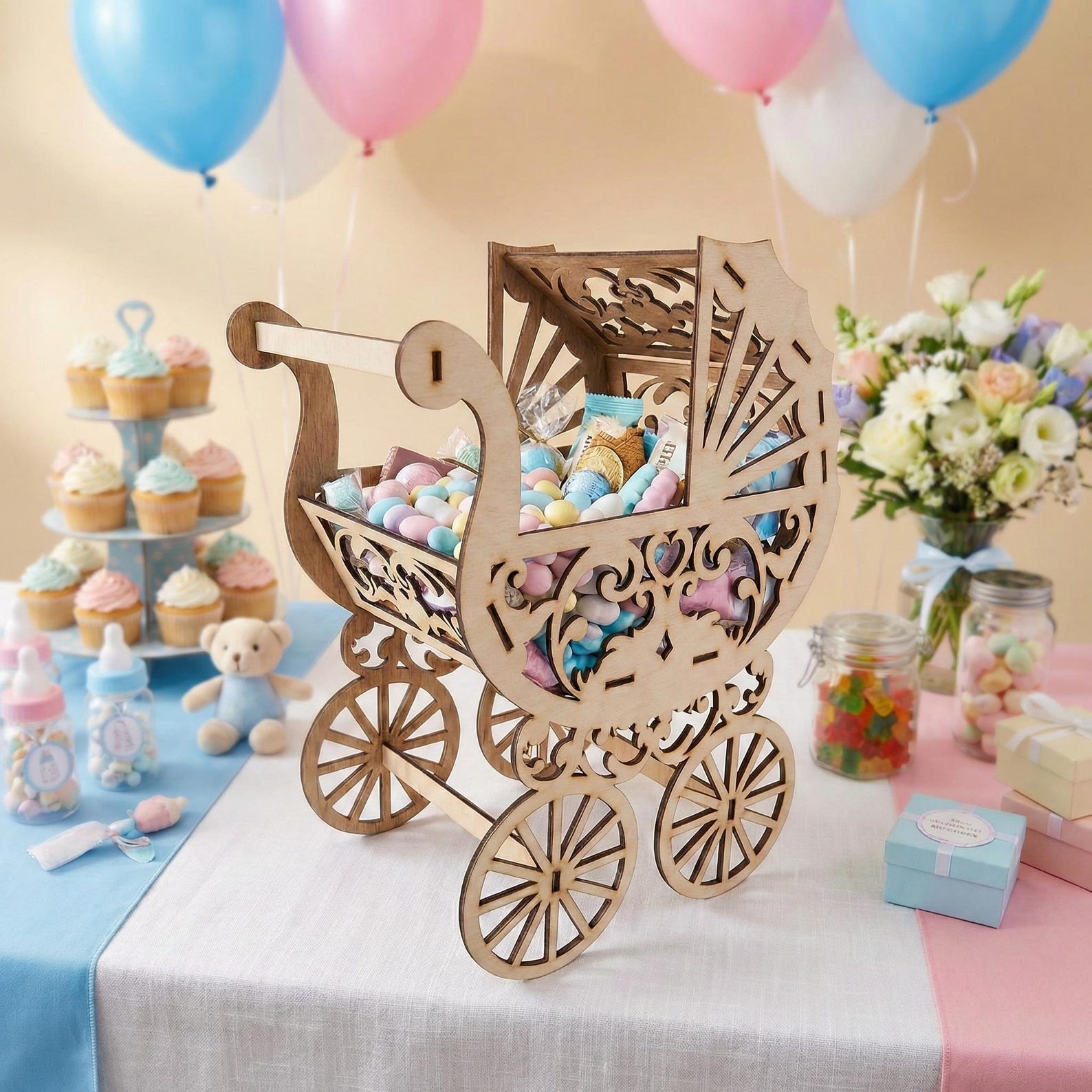 Laser Cut Baby Stroller SVG DXF Files | 3mm Plywood Carriage ...