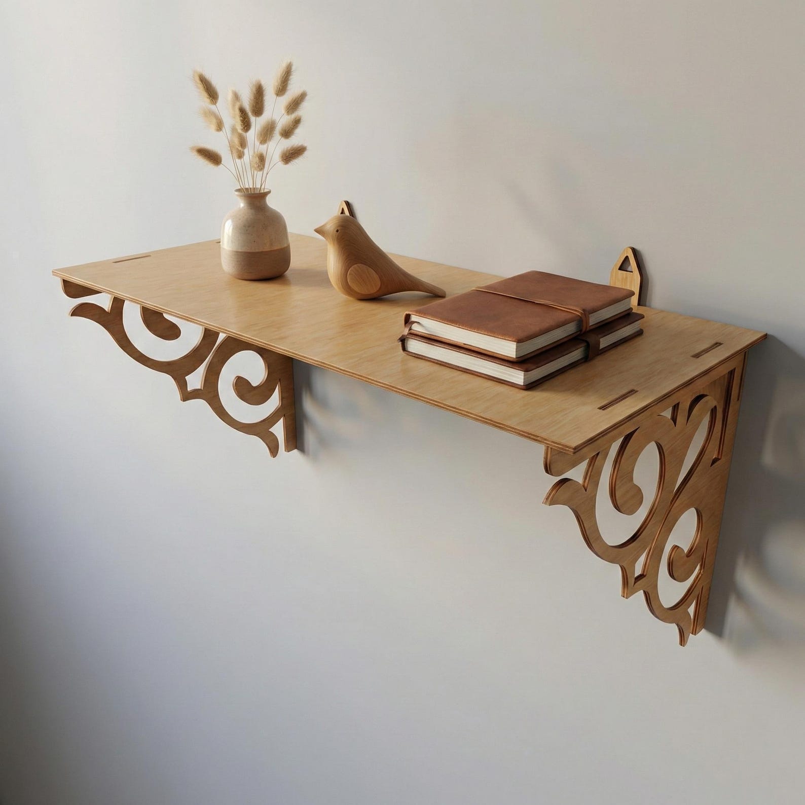 Laser Cut Floating Shelf SVG DXF | Floral Wall Shelf Vector Files | 3mm ...