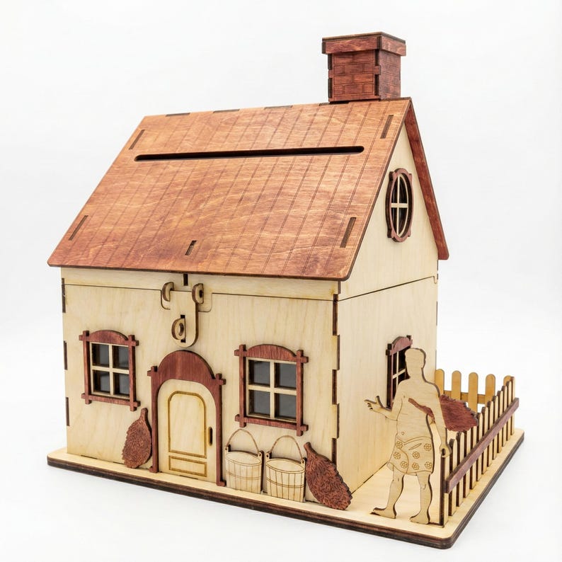 Laser Cut Miniature House DXF SVG Files - 4mm Plywood 3D House Template ...