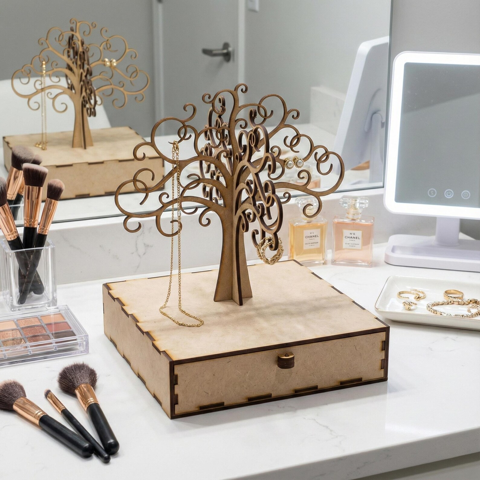Laser Cut Jewelry Box DXF SVG Files - Tree of Life Necklace Earring ...