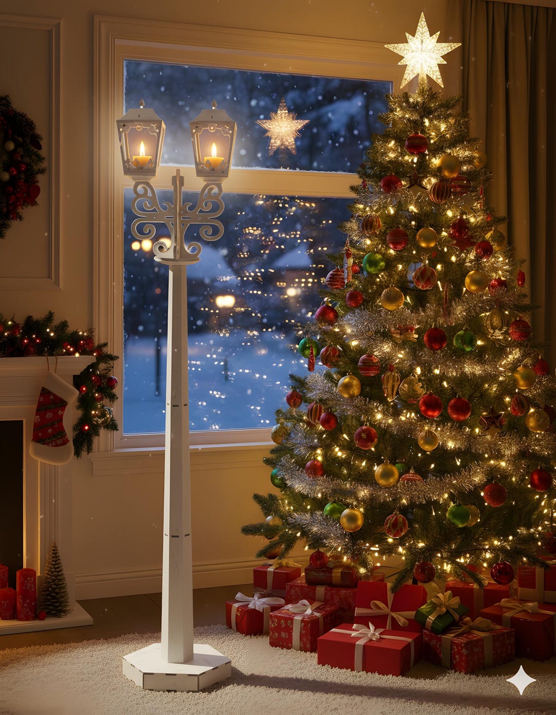 Christmas Two Lantern Street Lamp DXF File | Laser Cut Holiday Lamp ...