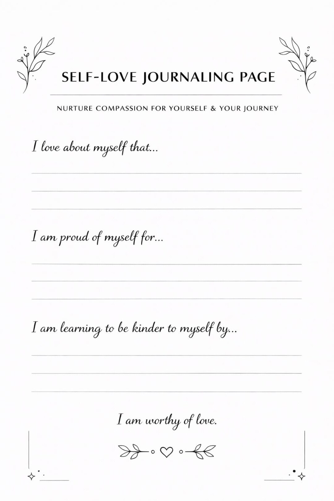Self-love Journal Page - Single Page - Ink Friendly - Etsy