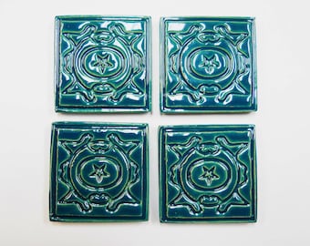 Teal Mosaic Tiles - Etsy