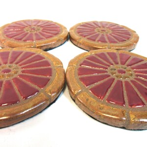 Mosaic Tile Coasters Dark Burgundy Wagon Wheel Design: Set of 4 ...