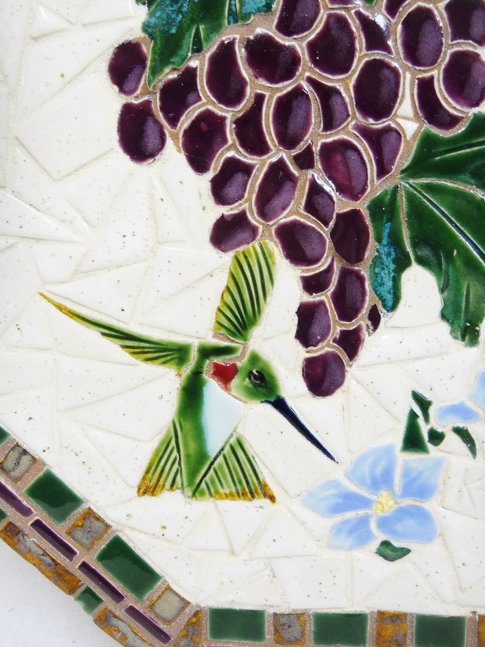 Mosaic Tile Hummingbirds, Morning Glories and Grapes, Mosaic Wall Art ...