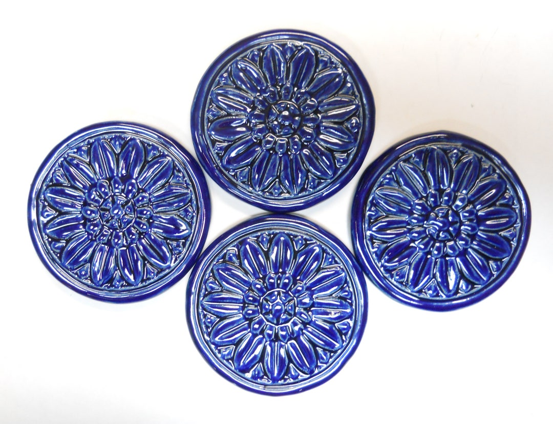 Mosaic Tiles: 3in. Floral Medallion Tiles. Handmade Ceramic Craft Tiles ...