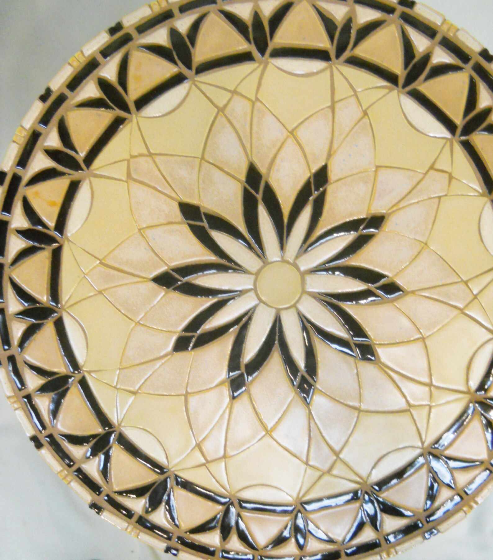 Mosaic Tile Wine Table and Goblet Rack With Handmade Ceramic Tile ...