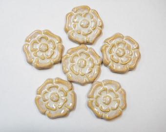 Rosette Tiles, Ceramic Mosaic Tiles, 2" Stoneware Craft Tiles, Set of 6 ...