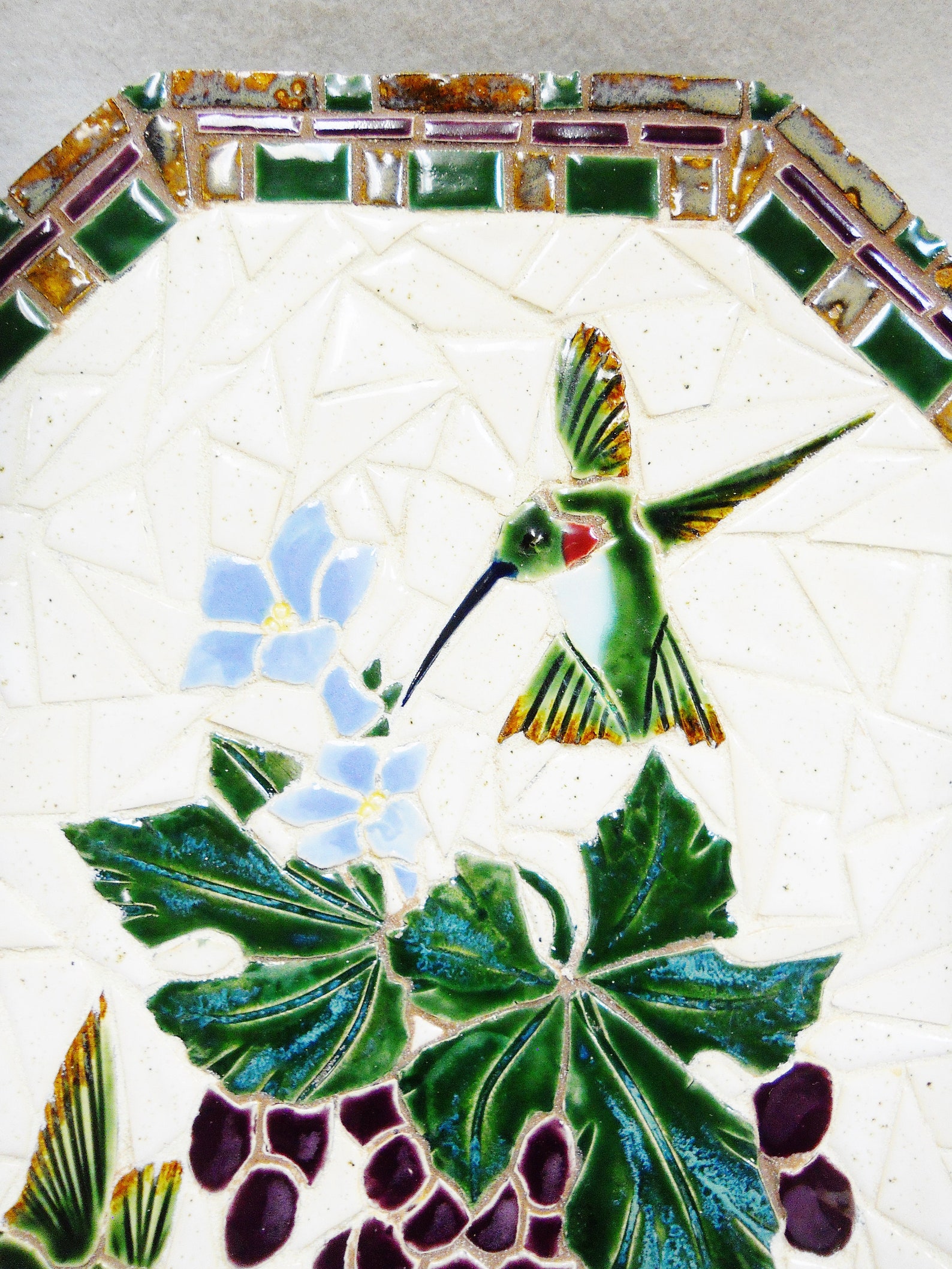 Mosaic Tile Hummingbirds, Morning Glories and Grapes, Mosaic Wall Art ...