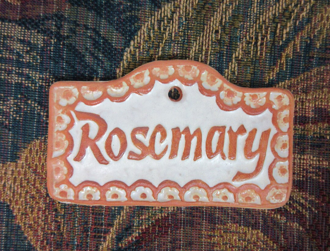 Rosemary Herb Plant Marker Ceramic Garden Sign: Handmade Raised Letter ...