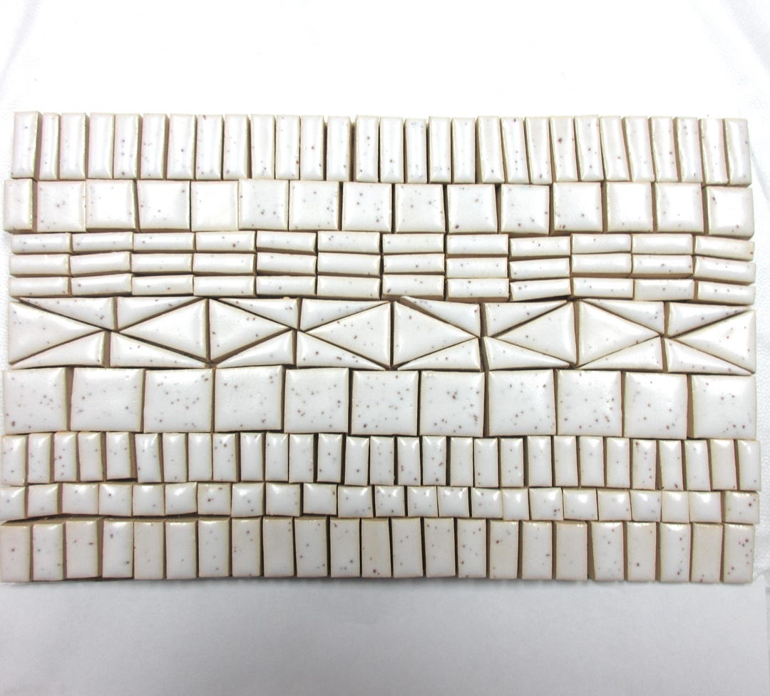 185+ White Speckled Ceramic Tiles, Handmade Craft Tiles, White Satin ...