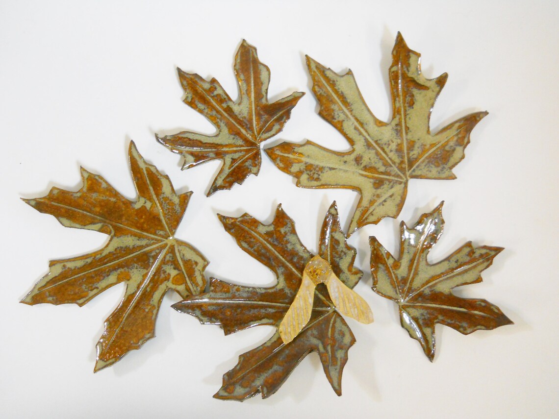 Maple Leaf Handmade Decorative Ceramic Tiles Set of 5 - Etsy