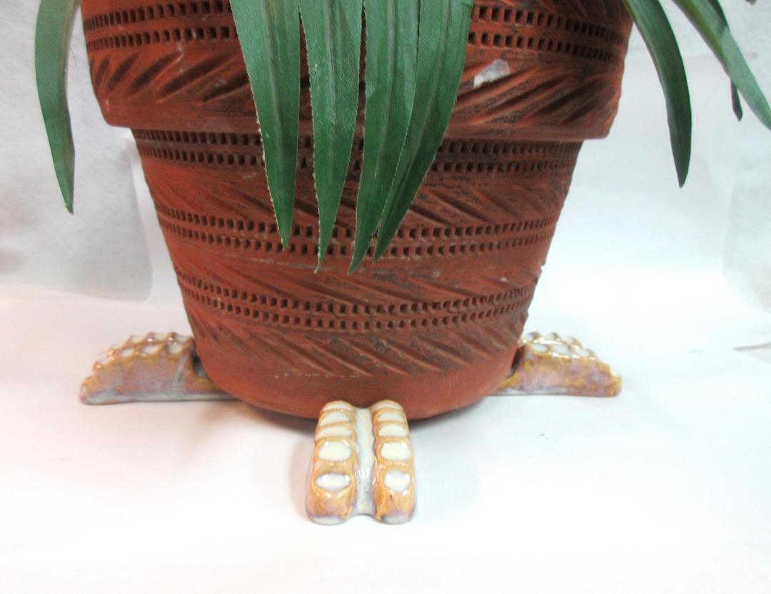 Ceramic Pot Feet Set of 4, Handmade Ceramic Ridged Pattern Pot Risers ...