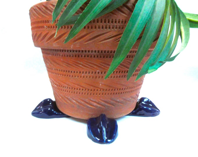 Ceramic Pot Feet Set of 4, Handmade Ceramic "birdfoot" Pot Risers, Blue ...