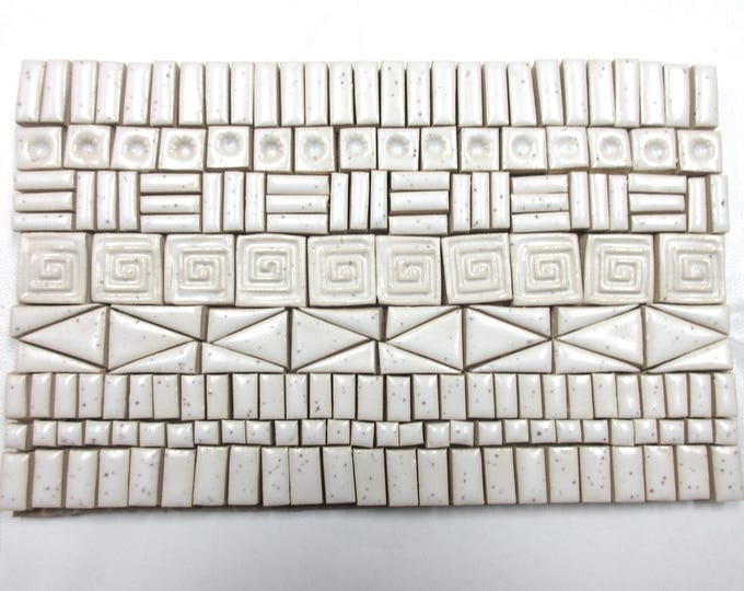 190+ Ceramic Tiles, Small Craft Tiles, Handmade Mosaic Tiles, White ...
