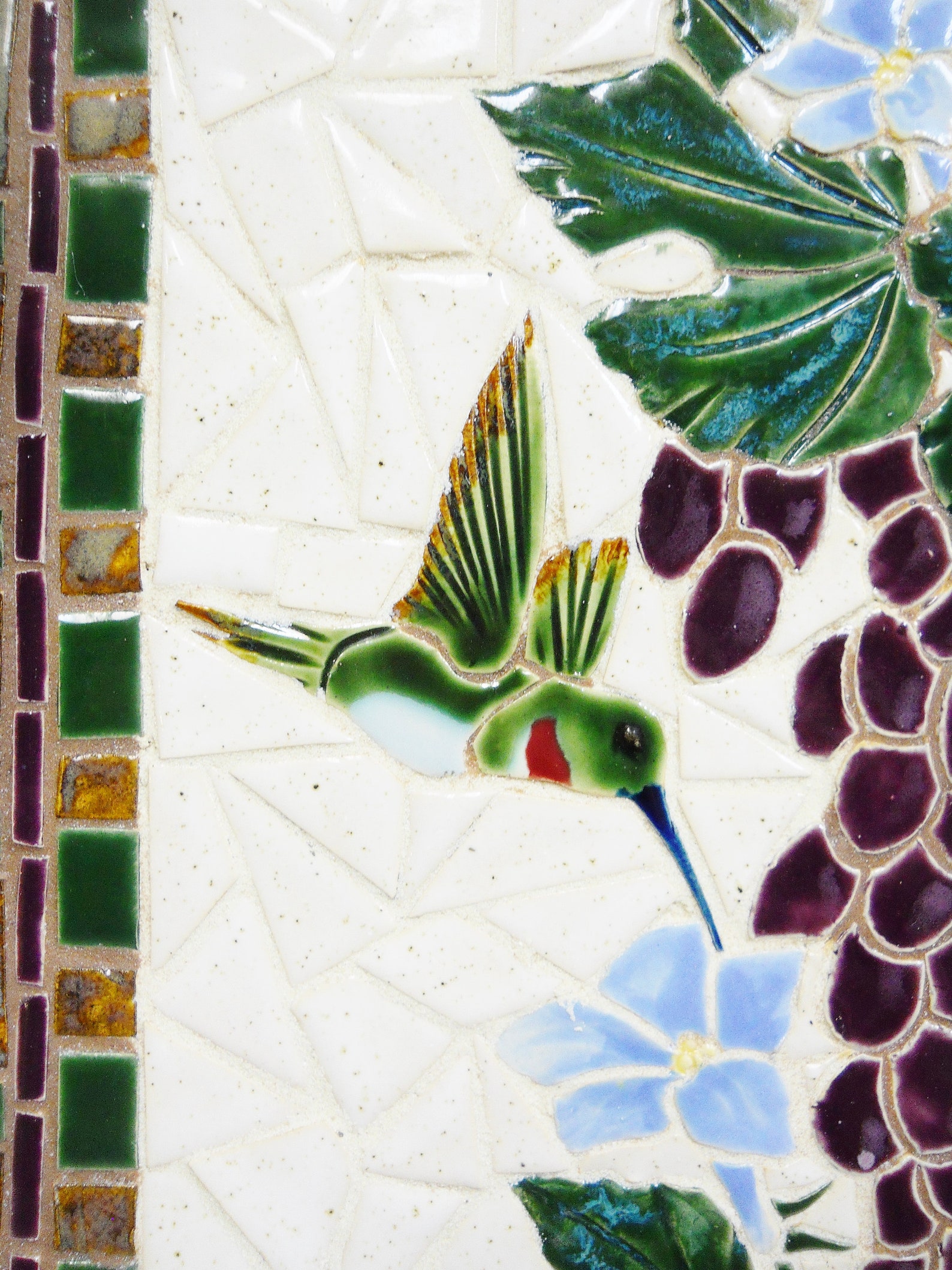 Mosaic Tile Hummingbirds, Morning Glories and Grapes, Mosaic Wall Art ...