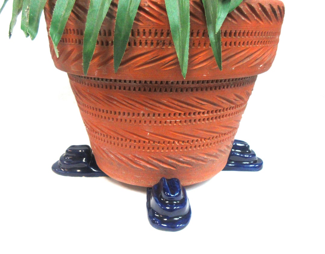 Ceramic Pot Feet Set of 4, Handmade Ceramic Tiered Pattern Pot Risers ...
