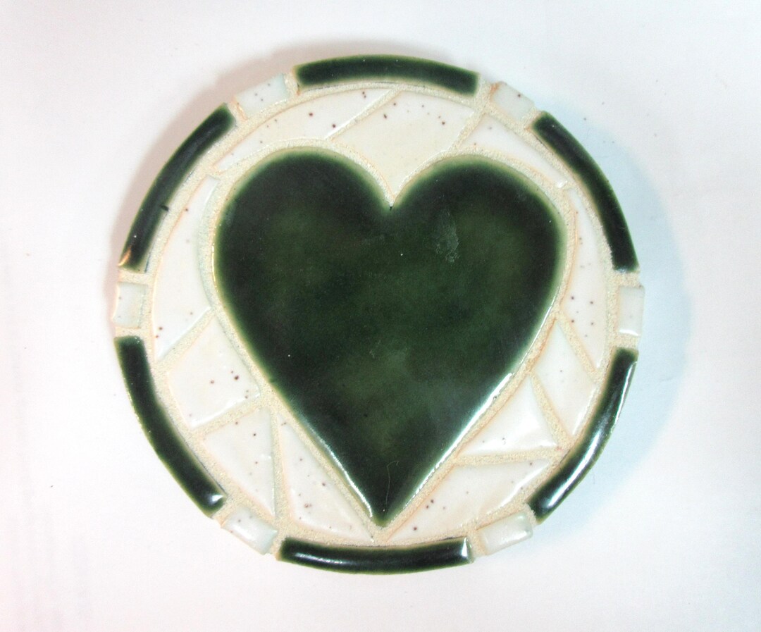 Heart Mosaic Tile Coaster and Wall Plaque, Handmade Ceramic Tile ...