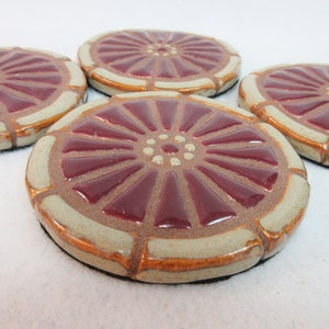 Mosaic Tile Coasters Dark Burgundy Wagon Wheel Design Set of - Etsy