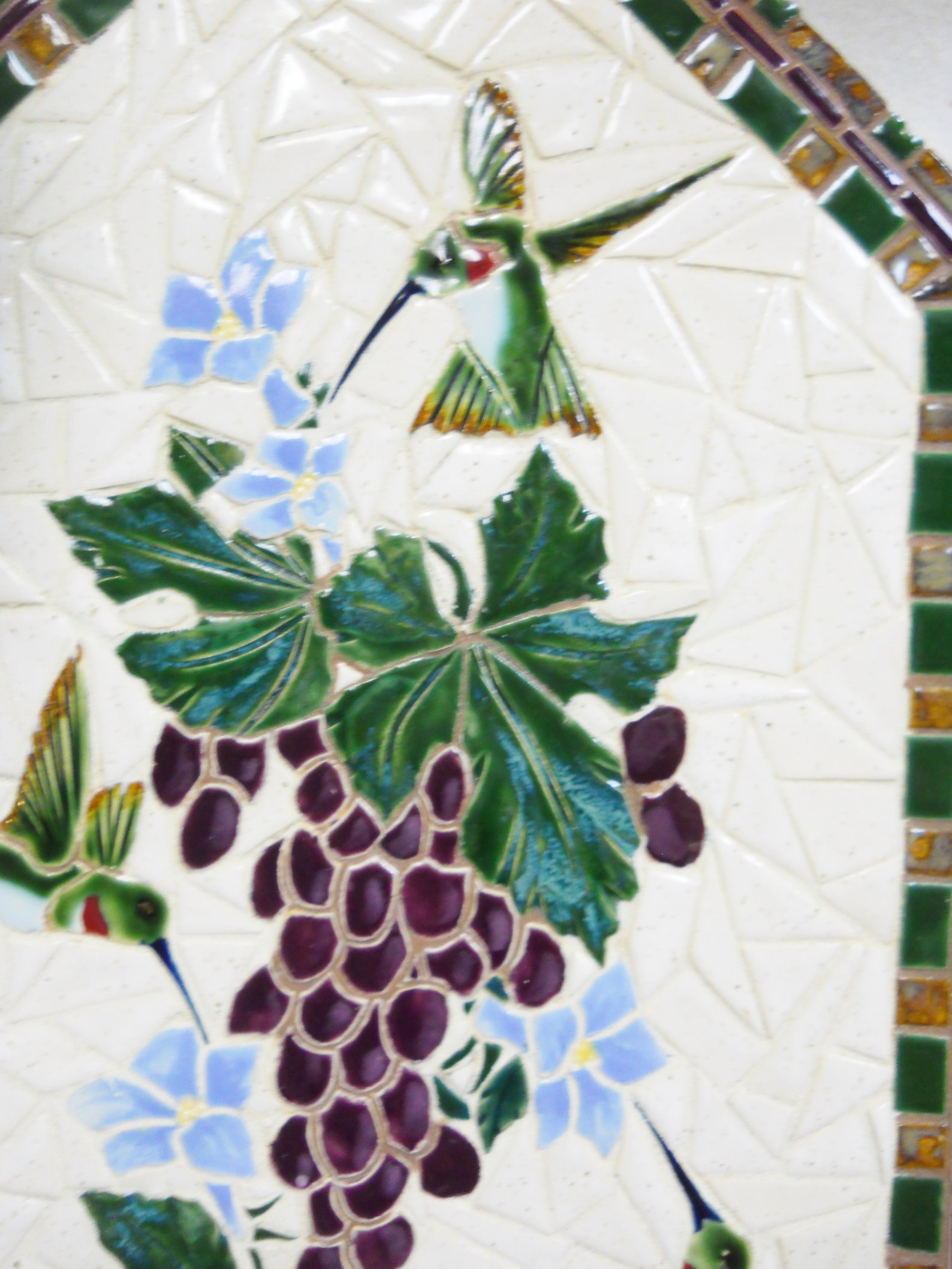 Mosaic Tile Hummingbirds, Morning Glories and Grapes, Mosaic Wall Art ...