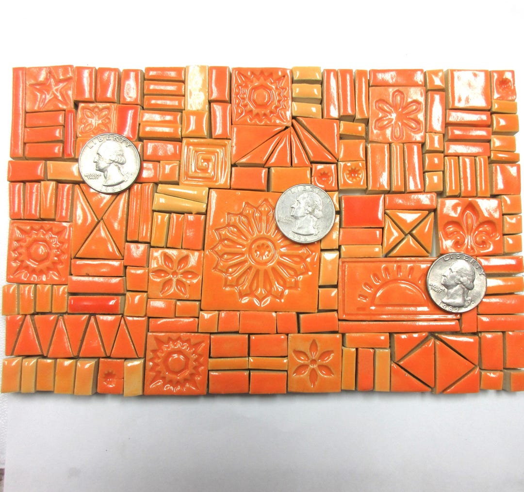 170+ Mosaic Tile Orange Assortment, Handmade Ceramic Detailing Tiles ...
