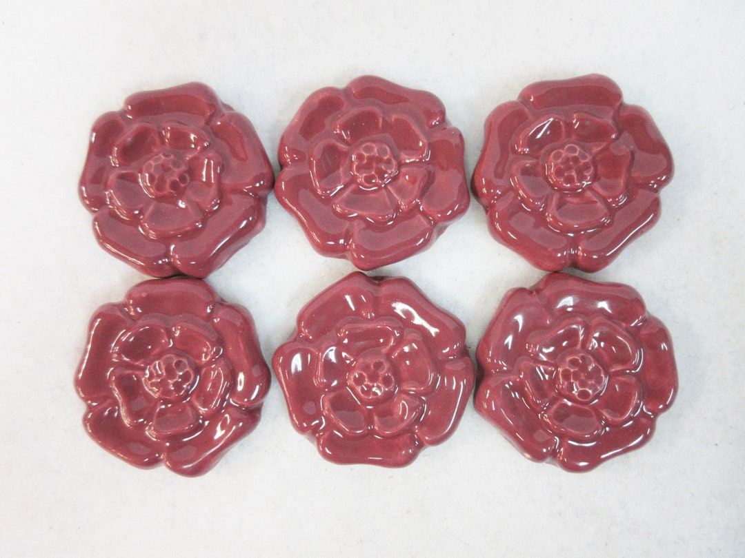 Rosette Tiles, Ceramic Mosaic Tiles, 2" Stoneware Craft Tiles, Set of 6 ...